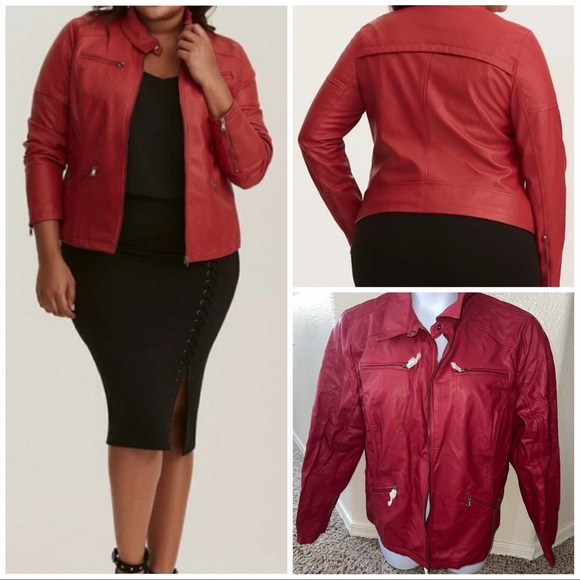 torrid | Jackets & Coats | Torrid Red Faux Leather Moto Jacket | Poshmark